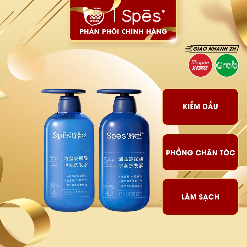 Dầu Gội, Dầu Xả Kiềm Dầu, Dưỡng Ẩm, Giúp Tóc Bồng Bềnh SPES Sea Salt Hyaluronic Acid Oil Control ...