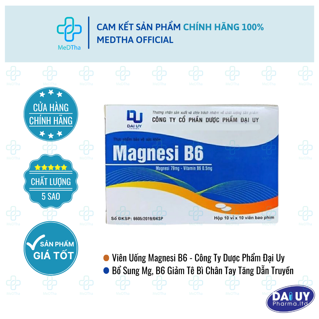 Vitamin Magnesi B6 Đại Uy - Bổ Sung Magie và B6 Giúp Giảm Đau Đầu, Mất ...