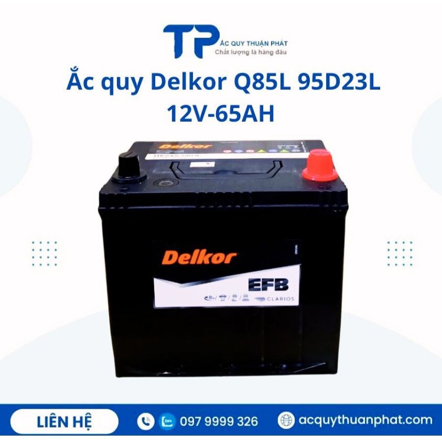 ẮC QUY KHÔ DELKOR EFB Q-85L 95D23L 12V-65AH In-StarStop chuyên dùng cho tất cả các dòng xe Mazda ...