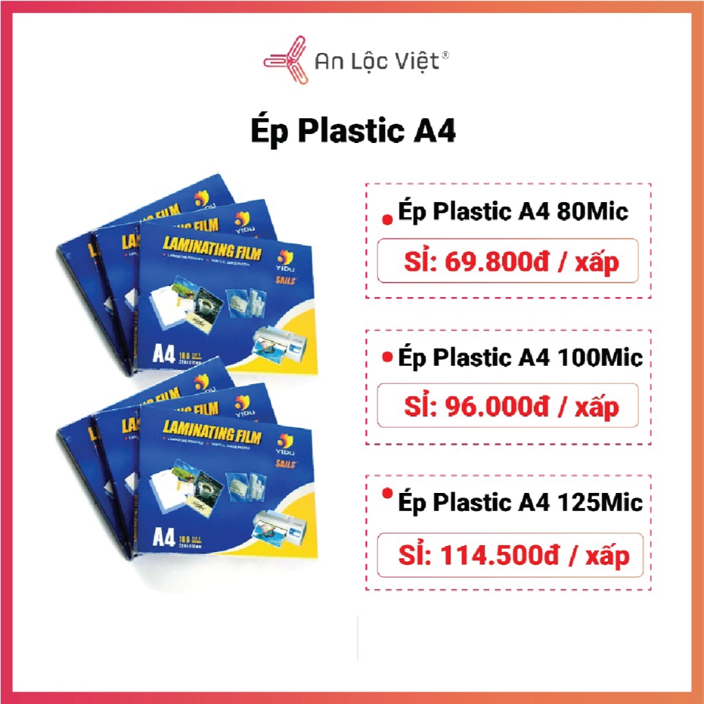 [HÀNG YIDU CHÍNH HÃNG] 1 hộp = 100 tờ Ép Plastic nhựa A4 - 80Mic - 100Mic - 125Mic, Giấy - Màng ...