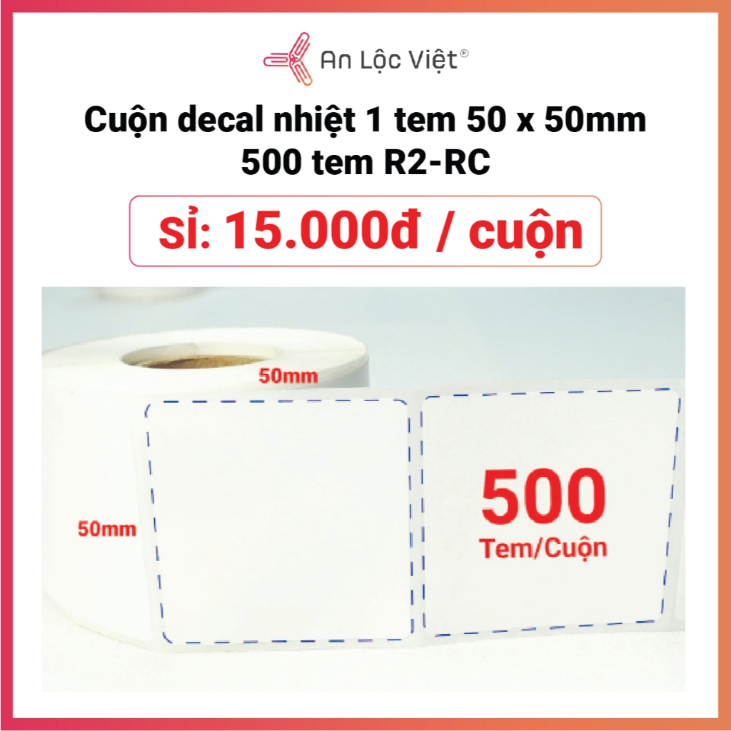 [COMBO 5 CUỘN] Giấy In Tem 50x50mm (1 Cuộn / 500 tem), decal in nhiệt ...