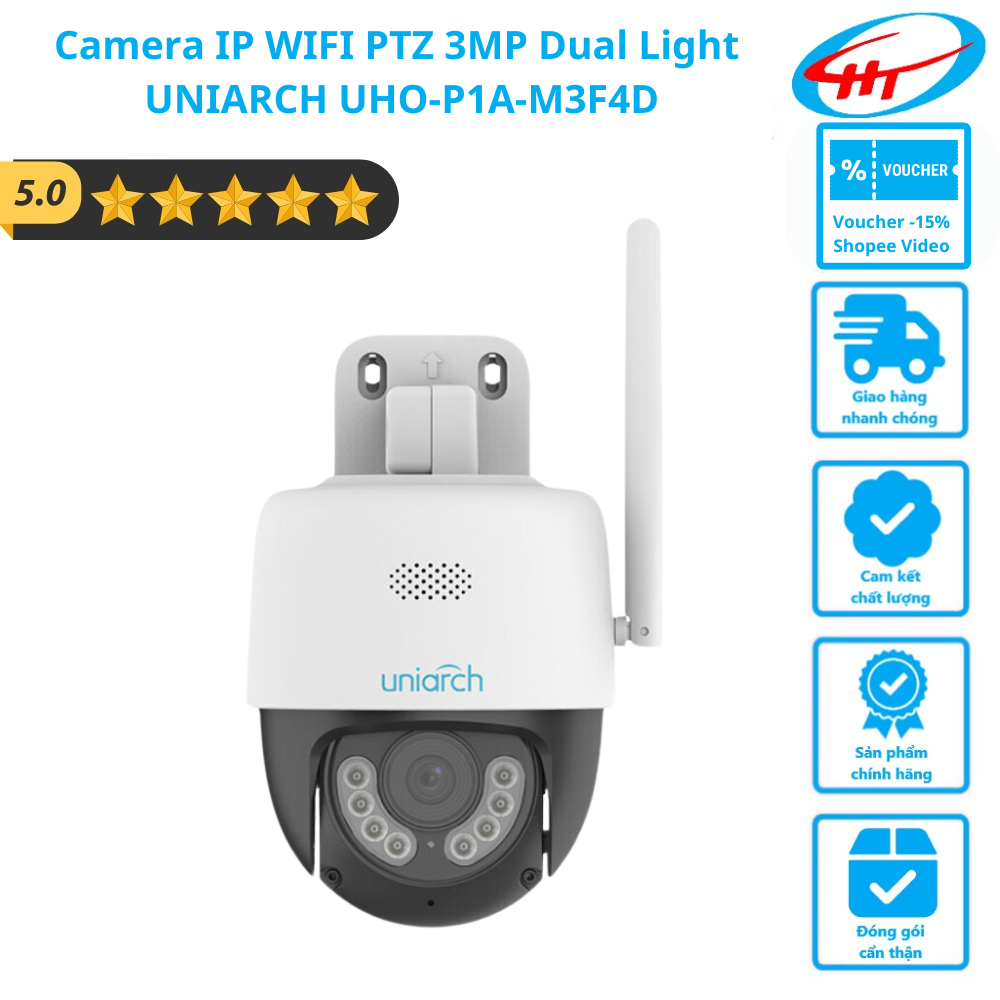 [UHO-P1A-M3F4D] Camera IP WIFI PTZ 3MP Dual Light UNIARCH UHO - P1A ...