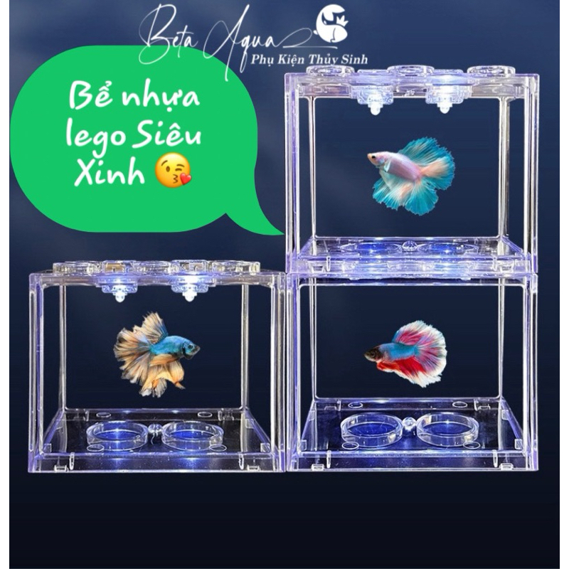 (MUA BỂ TẶNG ĐÈN) - Bể Cá Mini, Bể cá Beta dạng khối lego bằng nhựa ...