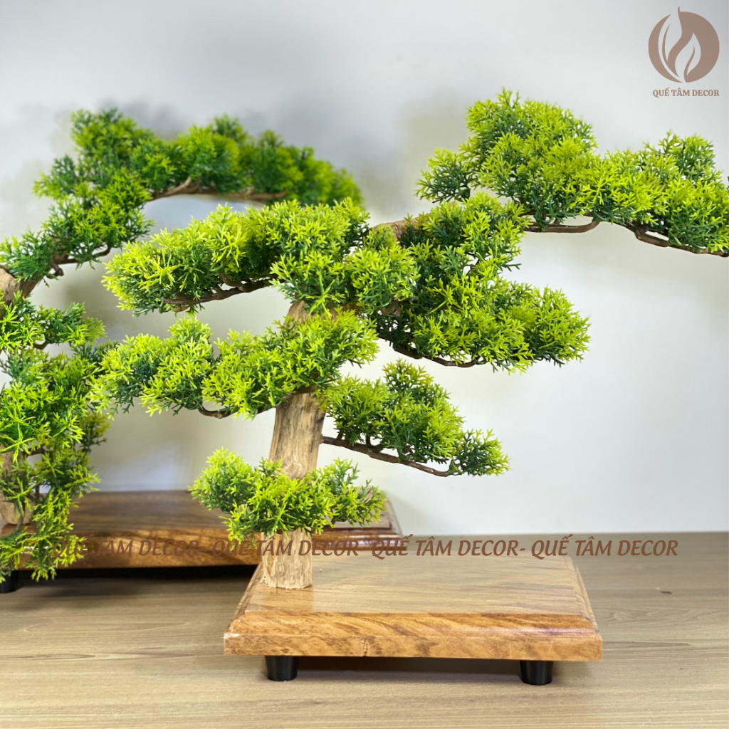 Cây bonsai trang trí tiểu cảnh lá giả dùng để decor tượng phật , bàn ...
