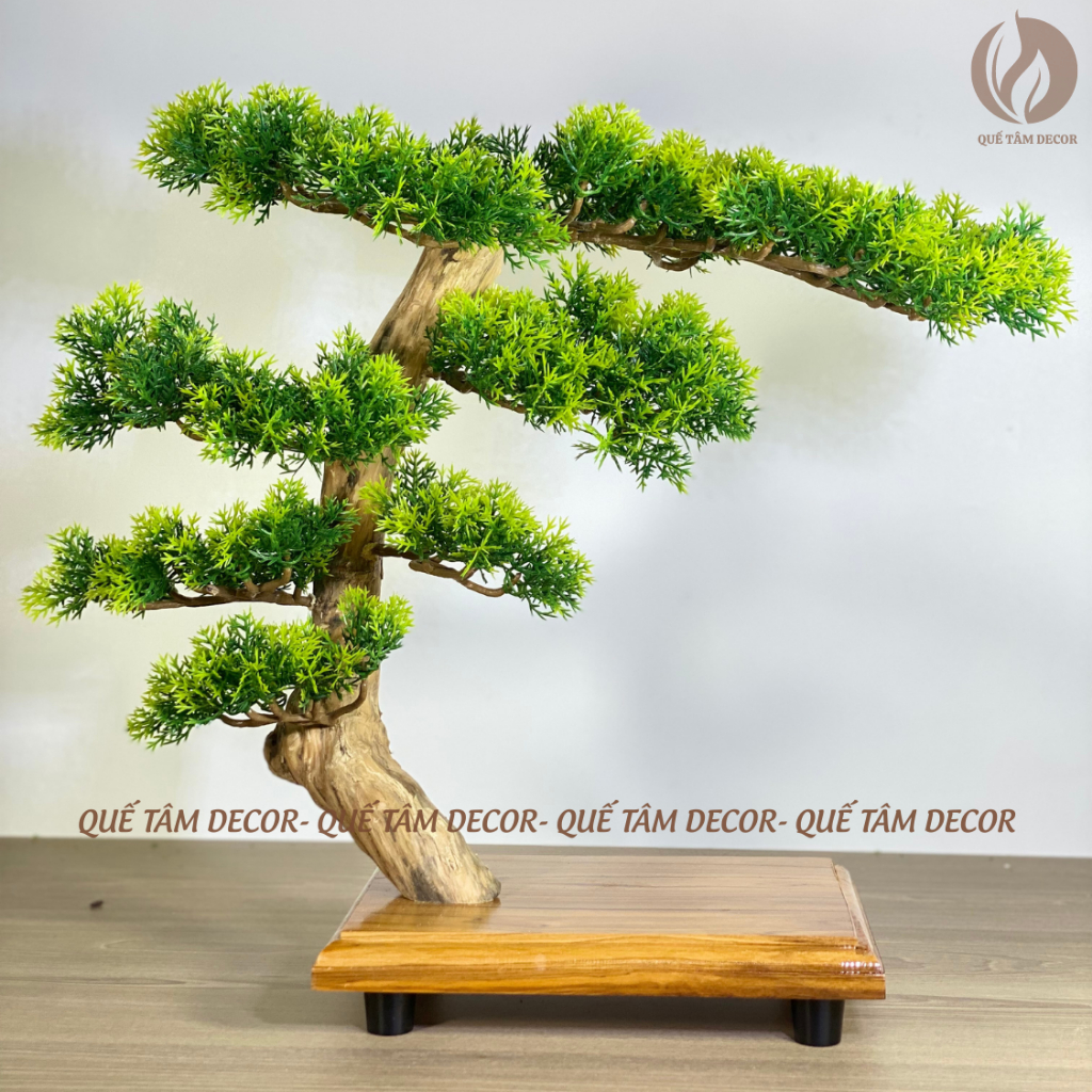 Cây bonsai trang trí tiểu cảnh lá giả dùng để decor tượng phật , bàn ...