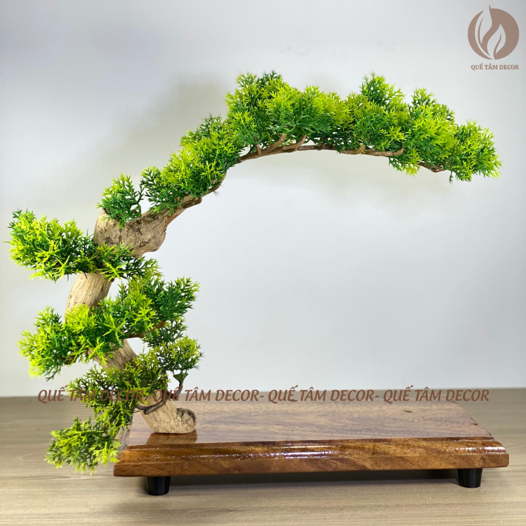 Cây bonsai trang trí tiểu cảnh lá giả dùng để decor tượng phật , bàn ...