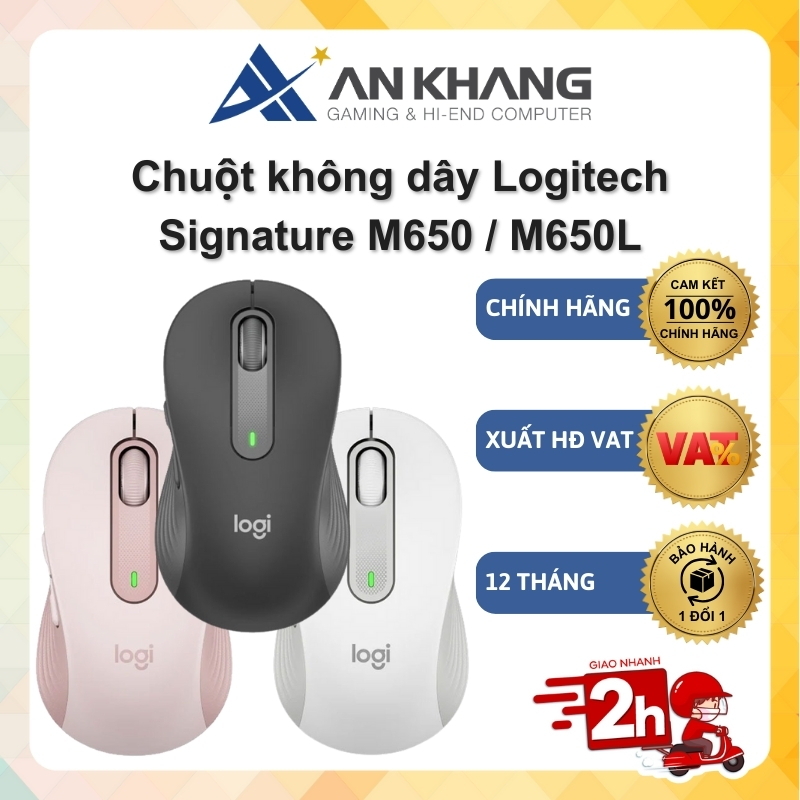 Chuột không dây Logitech Signature M650 / M650L Bluetooth USB Giảm ồn SmartWheel 5 nút Chính ...