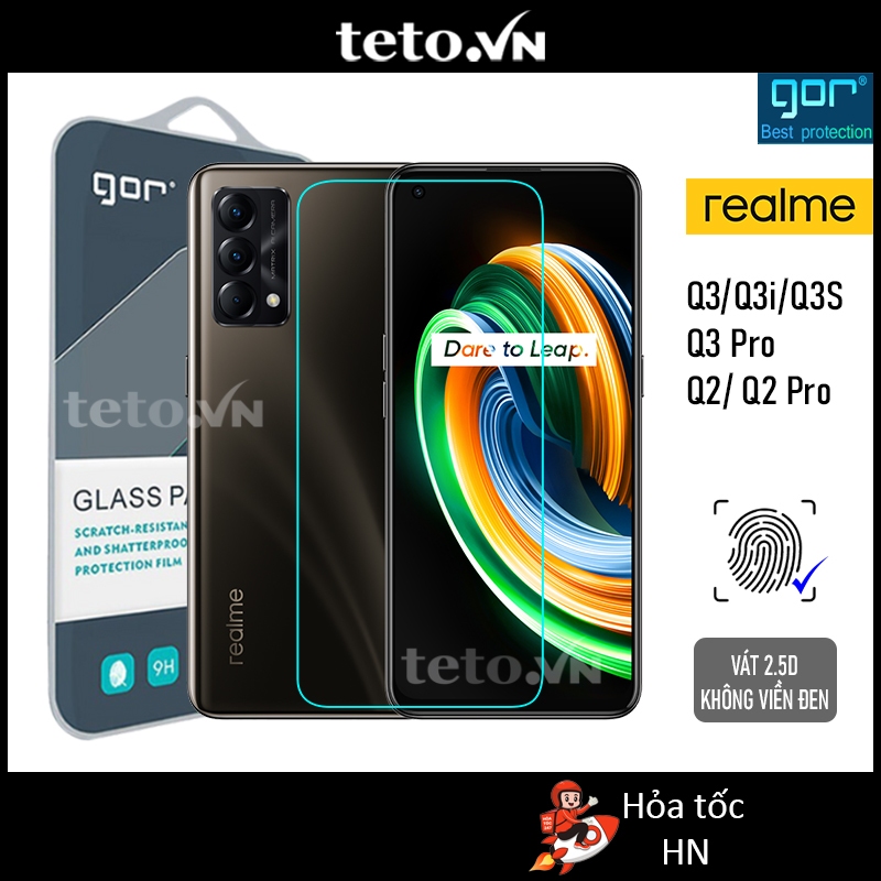 Kính cường lực Gor Realme Q3 Pro/ Q3, Realme Q2/ Q2 Pro/ Q3i/ Q3 5G Trong Suốt Cao Cấp, 9H/ Vát ...