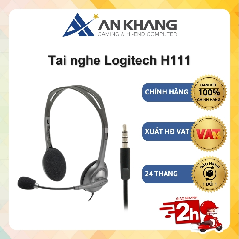 Tai nghe chụp tai Logitech H111 có dây 1 jack 3.5mm có mic chính hãng ...