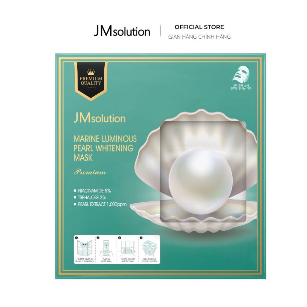 Mặt Nạ Dưỡng Trắng Cao Cấp JMSOLUTION MARINE LUMINOUS PEARL WHITENING MASK PREMIUM(1 Hộp x 5 ...