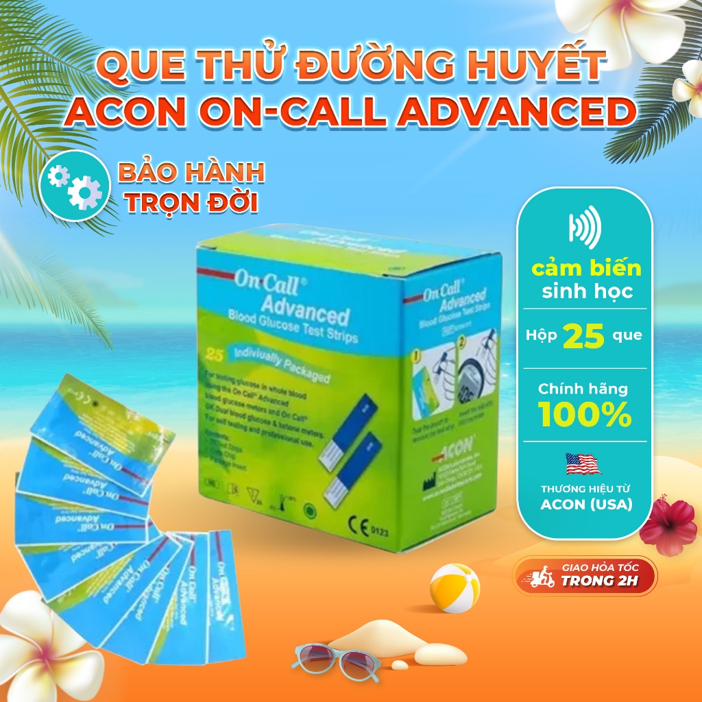 Que thử đường huyết Acon On-call Advanced chính hãng (25/hộp) | Shopee ...