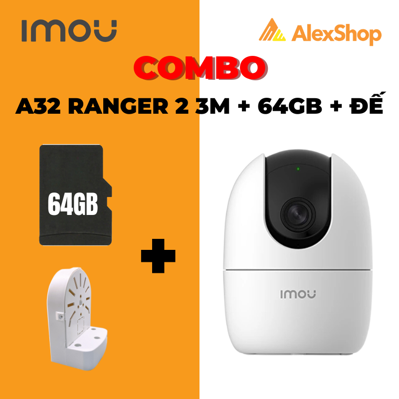 [COMBO] Camera Wifi Imou A32 Ranger 2 (3M) Kèm Thẻ 64G Tặng Đế Chữ L Khoen Đồng- Camera Trong ...