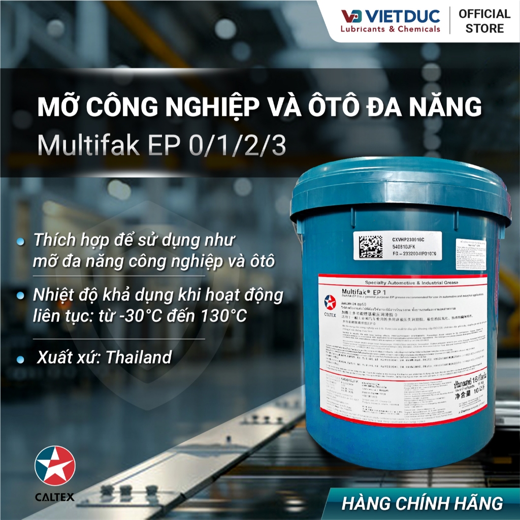 Mỡ công nghiệp và Ô tô đa năng Caltex Multifak® EP0/1/2/3 Can 16L ...