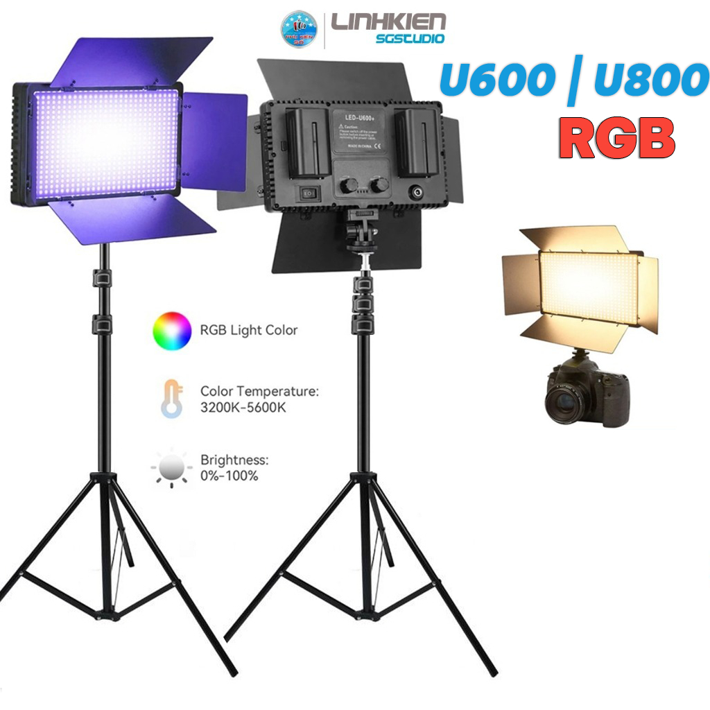 Đèn LED U600 U800 RGB Chỉnh Màu Đèn Chụp Ảnh Quay Video Chiếu Sáng Chụp ...
