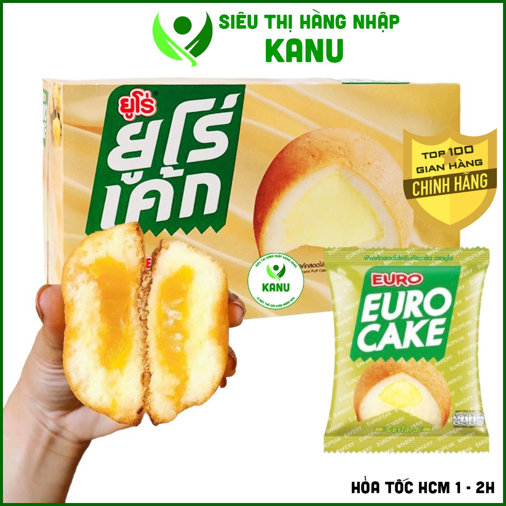 Hộp bánh trứng Euro Custard Cake Thái Lan 204g - bánh bông lan tuổi thơ ...