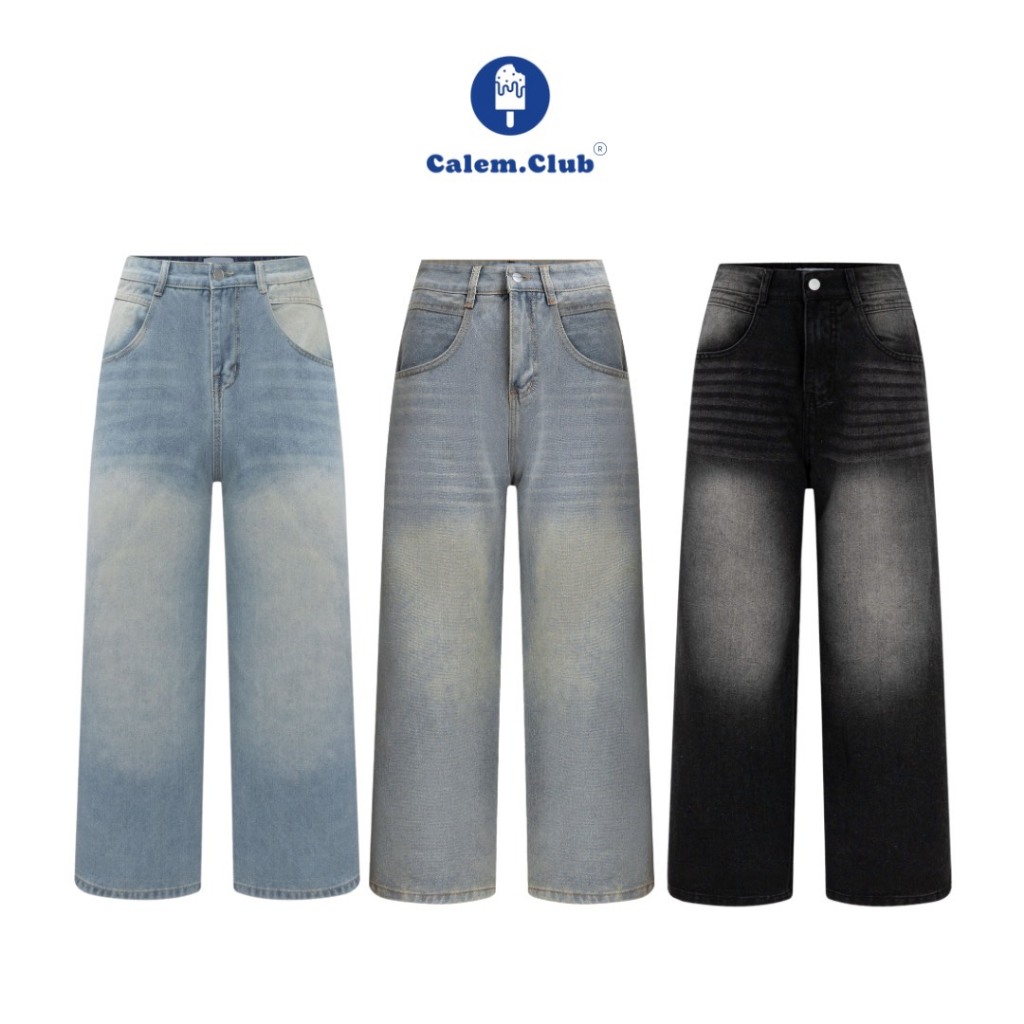 Calem Club - Quần Jeans dài Wash Cạp cao Ống Rộng tôn dáng form unisex ...