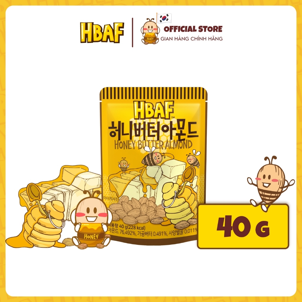 Hạt Hạnh Nhân Tẩm Vị Bơ Mật Ong HBAF Hàn Quốc 40G Ăn Vặt Ngon Tiện Lợi Dinh Dưỡng Healthy Sức ...