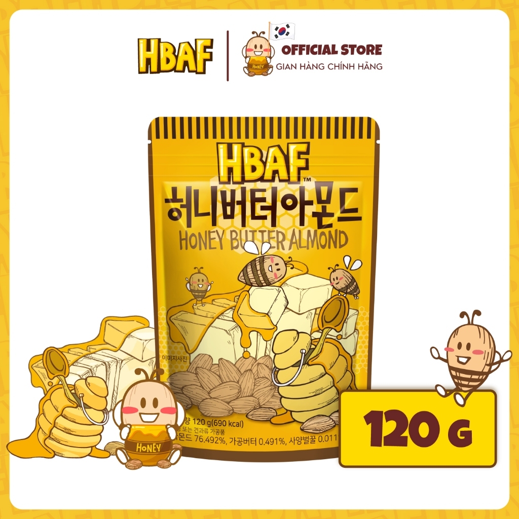 Hạt Hạnh Nhân Tẩm Vị Bơ Mật Ong HBAF 120G Hàn Chọn Ăn Vặt Tiện Lợi Dinh Dưỡng Healthy Sức Khỏe ...
