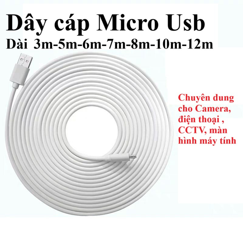 Dây Cáp Sạc Micro USB Dài 1M / 2M / 3M / 5M / 6M / 7M / 8M / 10M Chuyên ...