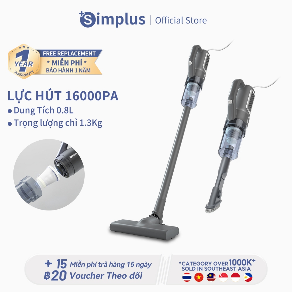 Máy hút bụi cầm tay Simplus 500W lõi lọc HEPA XCQH008 - Bảo Hành 1 Năm 1 Đổi 1 | Shopee Việt Nam