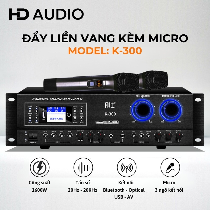 Đẩy Liền Vang Kèm Micro Gunssi K300, K200, Cục Đẩy Công Suất Liền Vang ...