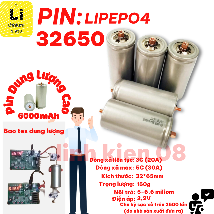 pin 32650 dung lượng 6000mAh tặng kèm ốc vít | Shopee Việt Nam