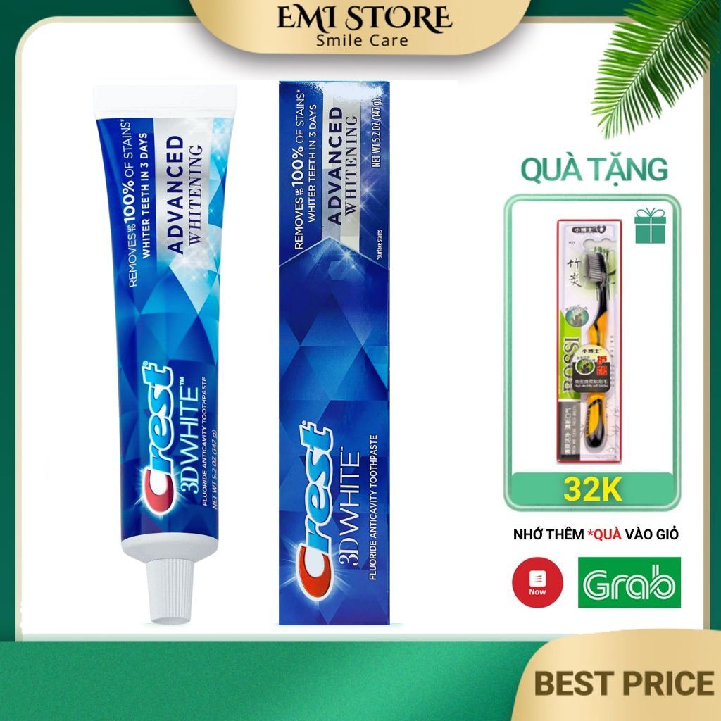 Kem đánh răng Crest 3D White Advanced Whitening - Chính hãng USA 147g | Shopee Việt Nam