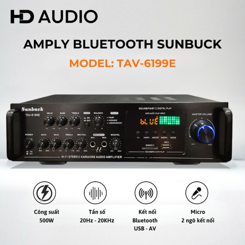 Âm ly Karaoke Bluetooth SUNBUCK 6199E, Amply Sunbuck 6199 5 Kênh Nghe ...