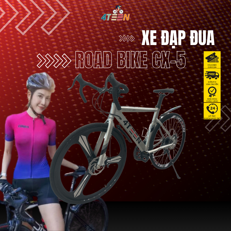 Xe Đạp Đua Tay Cong Road Bike 4TEEN CX-5 Khung Nhôm Cao Cấp Vành 27.5inch Lốp 700c 8 Tầng Lip ...
