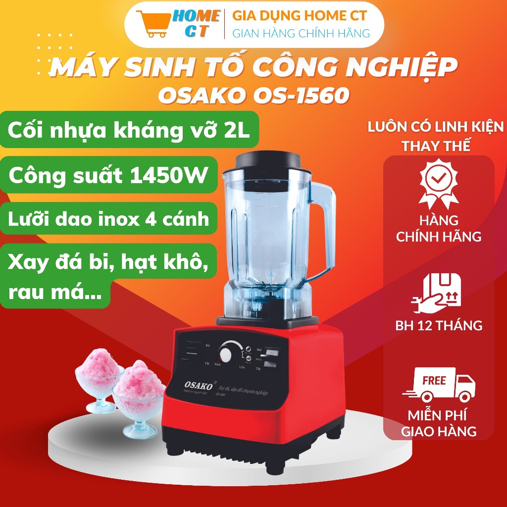 Máy xay sinh tố công nghiệp Osako OS-1560 công suất 1450W, đa năng xay ...