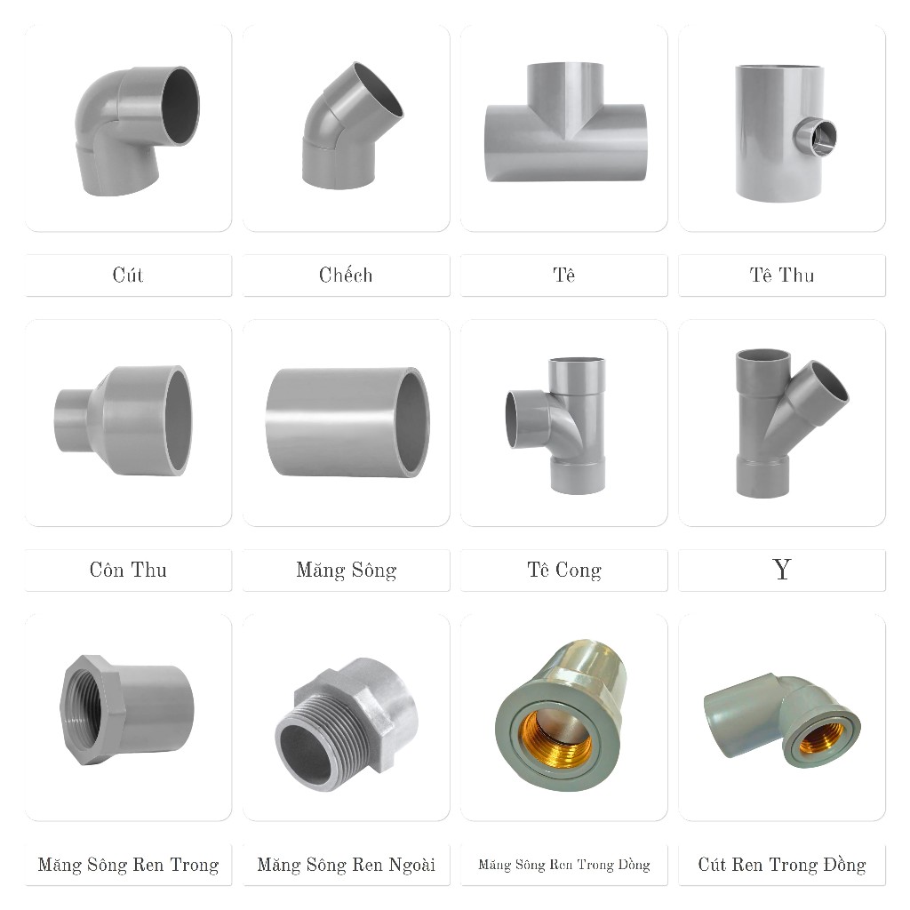 Cút, tê, chếch, mang sông, MS ren ngoài, MS ren trong, tê thu, côn thu ...