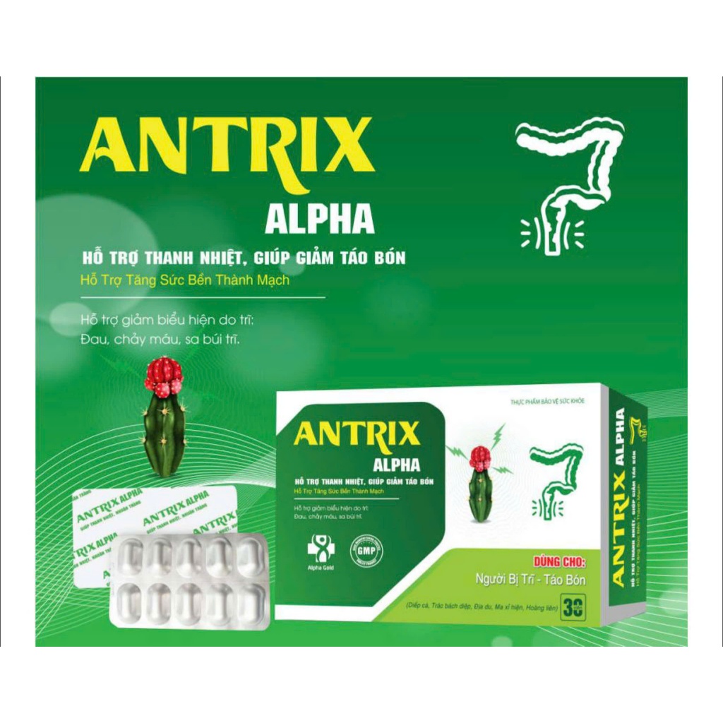 Hỗ trợ điều trị trĩ antrix ALPHA GOLD, giúp giảm táo bón, tăng sức bên ...