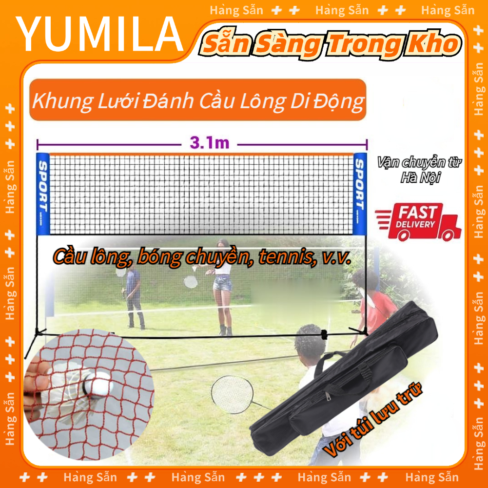 [Hàng Sẫn] Khung Lưới Đánh Cầu Lông Di Động, Lưới cầu lông gấp gọn, 3 ...