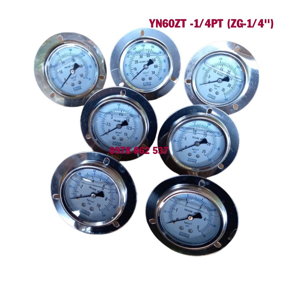 Đồng hồ dầu đo áp suất thuỷ lực mặt bích chân sau YN60ZT (5-50kg/cm2) | Shopee Việt Nam