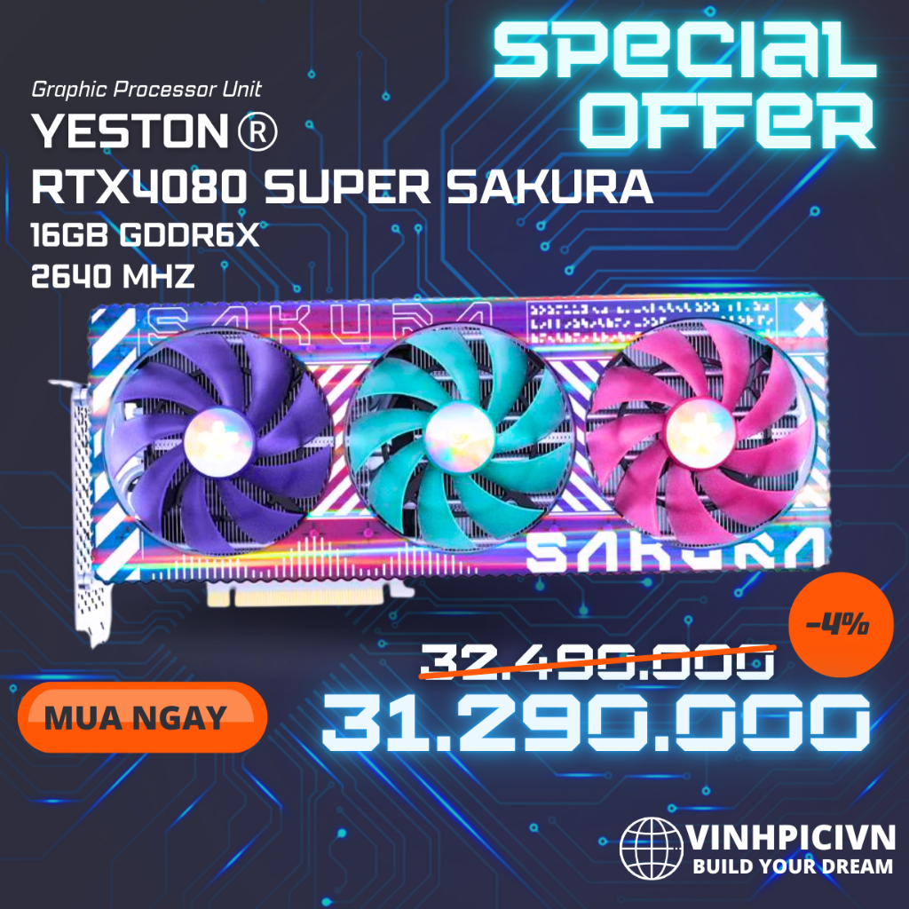 Card màn hình Yeston Sakura Sugar Nvidia GeForce RTX 4080 Super [NEW ...