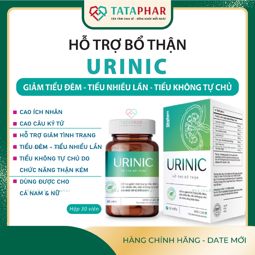 Viên uống hỗ trợ bổ thận Urinic - Hỗ trợ Giảm tình trạng tiểu đêm, tiểu ...