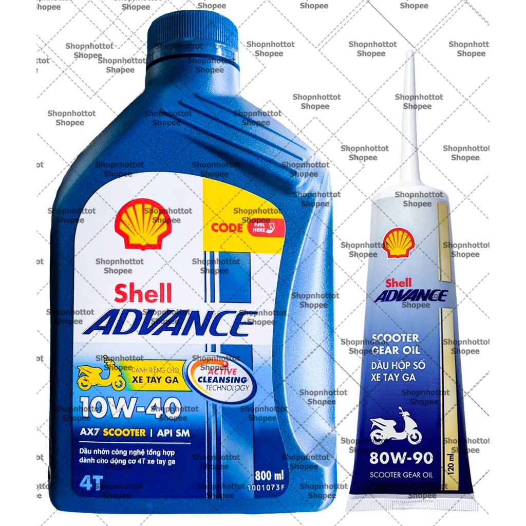 Combo Dầu Nhớt Xe Tay Ga Shell Advance AX7 Scooter 10W40 800ml ( 0.8L ...