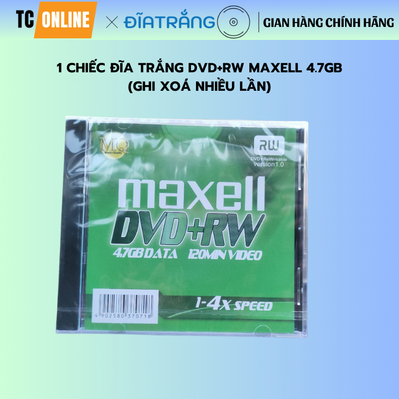 Đĩa trắng DVD-RW Maxell 4.7GB (Re Write - Ghi xoá nhiều lần) - Số lượng ...