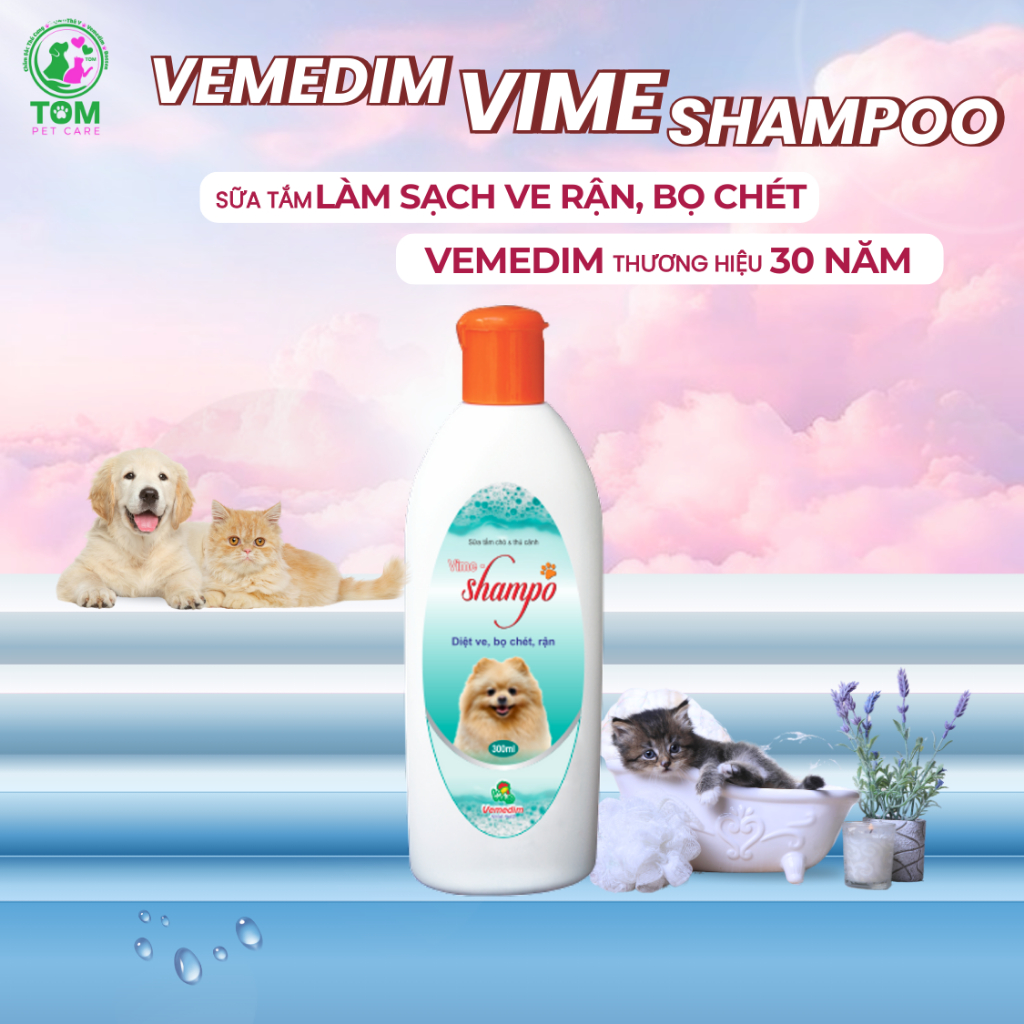 Sữa tắm VIME Shampoo Vemedim sạch ve, bọ chét, khử mùi, lưu hương lâu ...