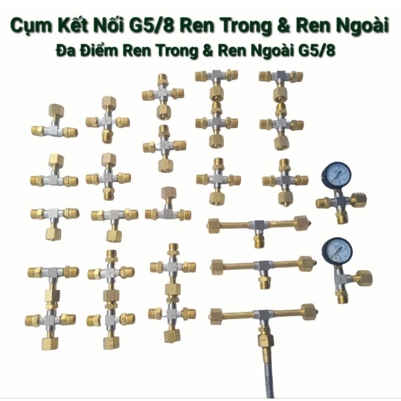 Khớp nối chuyển đổi G5/8 áp xuất cao đầu vào G5/8 ren trong đầu ra G5/8 ...