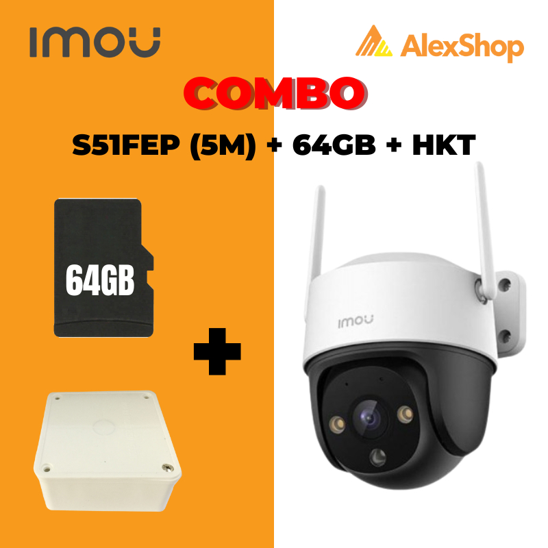 [Combo] Camera Imou Ngoài Trời S51FEP (5M) + Thẻ Nhớ 64Gb + Hộp Kỹ ...