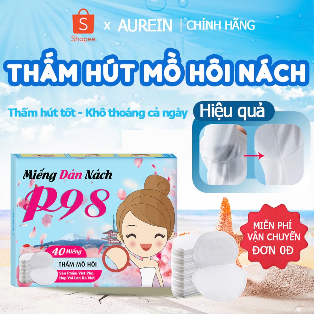 [CÓ CHE TÊN] Hộp 40 Miếng Dán Thấm Hút Mồ Hôi Nách P98 - Hạn Chế Thấm Hút Mồ Hôi Nách | Shopee ...