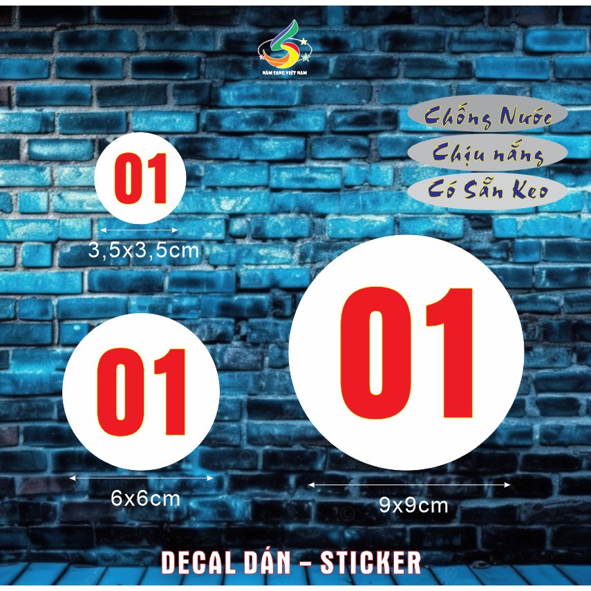 Decal Dán Số Thứ Tự, Sticker Nhãn Dán Số Chất Liệu Decal PVC Chống Nước ...