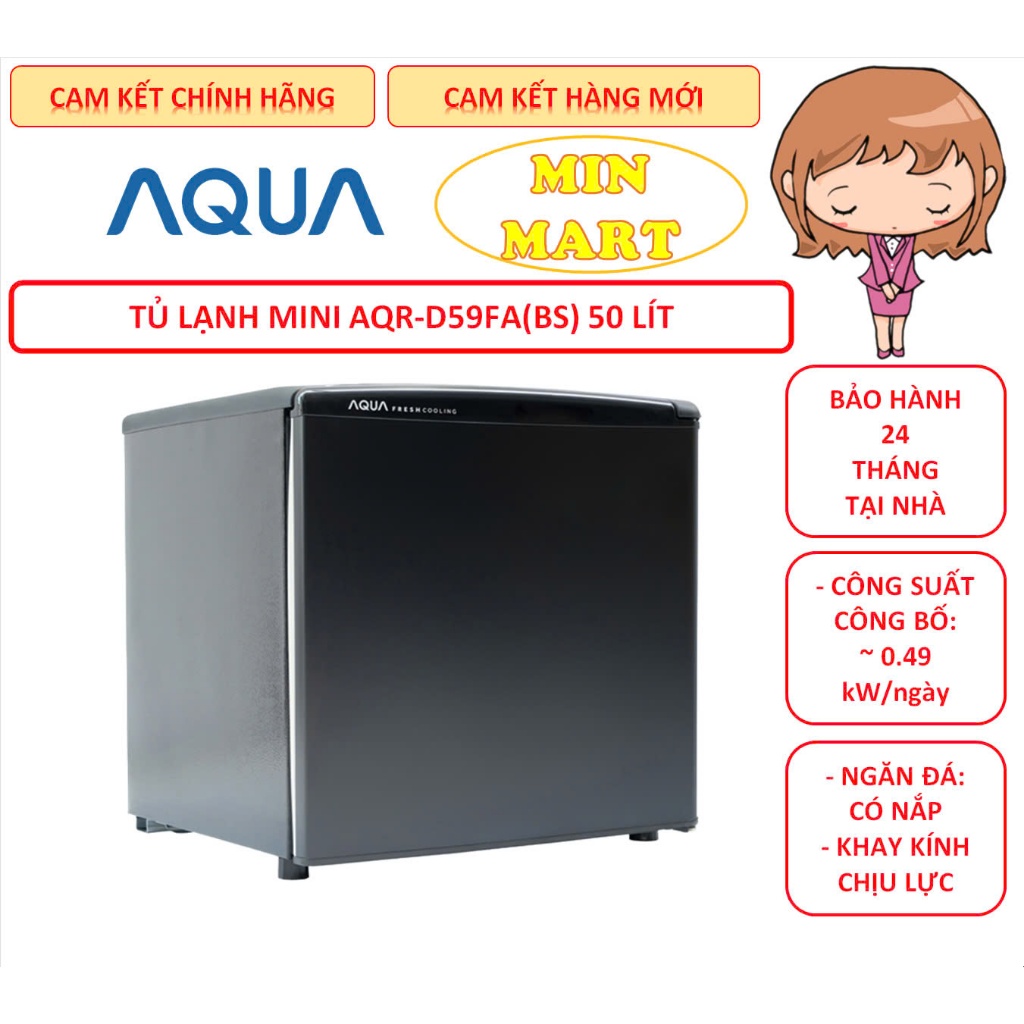 [Hỏa tốc] Tủ lạnh Mini AQUA AQR-D59FA(BS) 50 lít: Cam Kết Chính Hãng ...