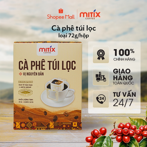 Cà phê túi lọc Mitix hộp 72g (6 gói x 12g) | Shopee Việt Nam