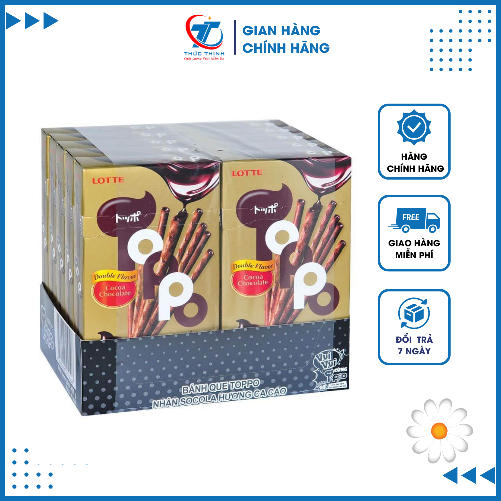 BÁNH QUE TOPPO LOTTE 40g nhân socola hương vani, socola hương cacao ...