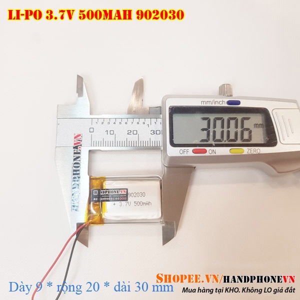 Pin Li-Po 3.7V 500mAh 902030 (Li-Polyme) cho máy nghe nhạc, loa ...