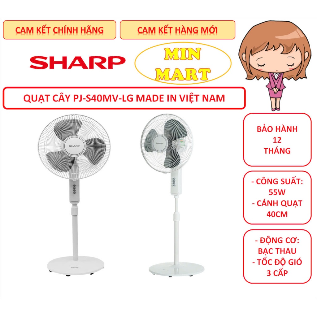 Quạt Điện Sharp: Quạt Cây PJ-S40MV-LG, Quạt Bàn PJ-T40MV-LG, Quạt Treo ...