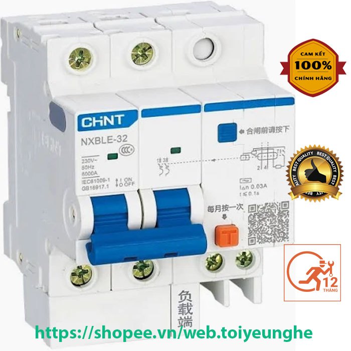 Aptomat chống giật (CB chống giật) NXBLE-32 32A 2P Chint | Shopee Việt Nam