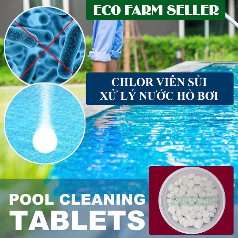Lon 1Kg Clo 90% Viên Sủi 2g Pool Chlor Xử Lý Nước Hồ Bơi - Khử Trùng ...